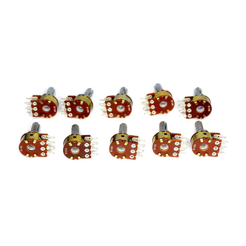 10 pcs Volume Control 6pin 10k / 20k/ 505/ 100k ohm Dual Linear Taper ...