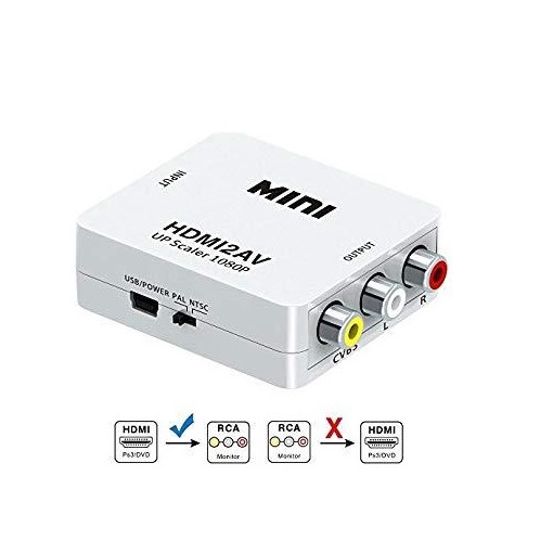 HDMI TO AV Scaler Adapter HDMI to RCA AV/CVSB L/R Video 1080P HDMI2AV ...
