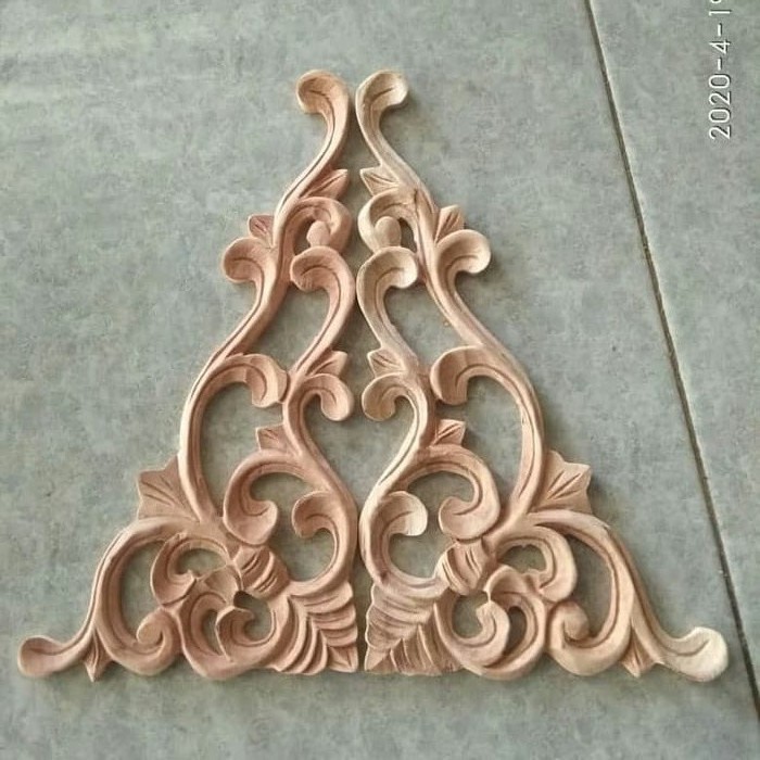 HIASAN DINDING KAYU Carved Corner Decoration Ornament Paste Door Window ...