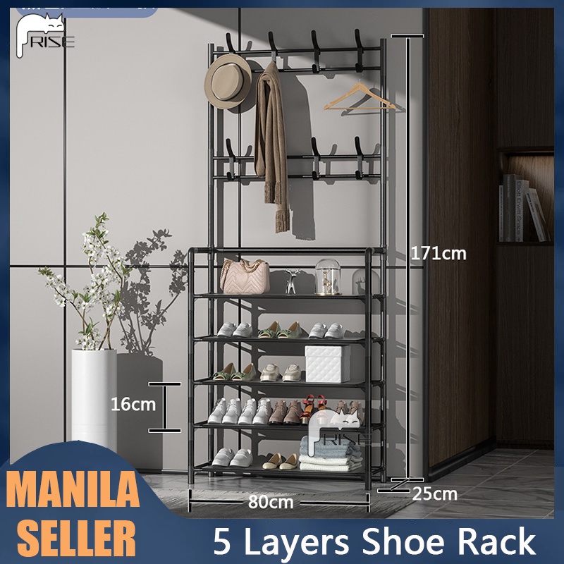RISE 5 Layers Shoe Rack Organizer Coat Rack Organizer Multi-functional ...