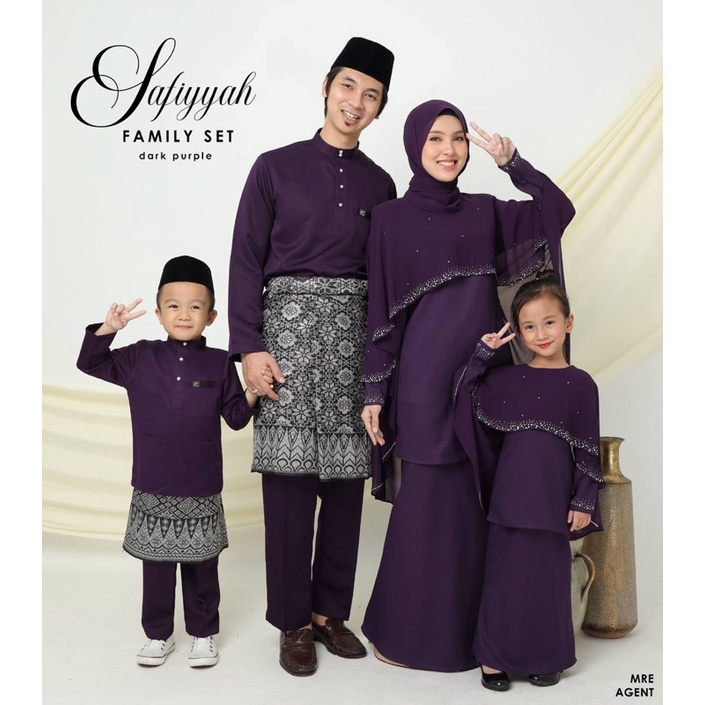 Set FAMILY DARK PURPLE COLOR BAJU KURUNG MODEN SAFIYYAH BAJU RAYA ...
