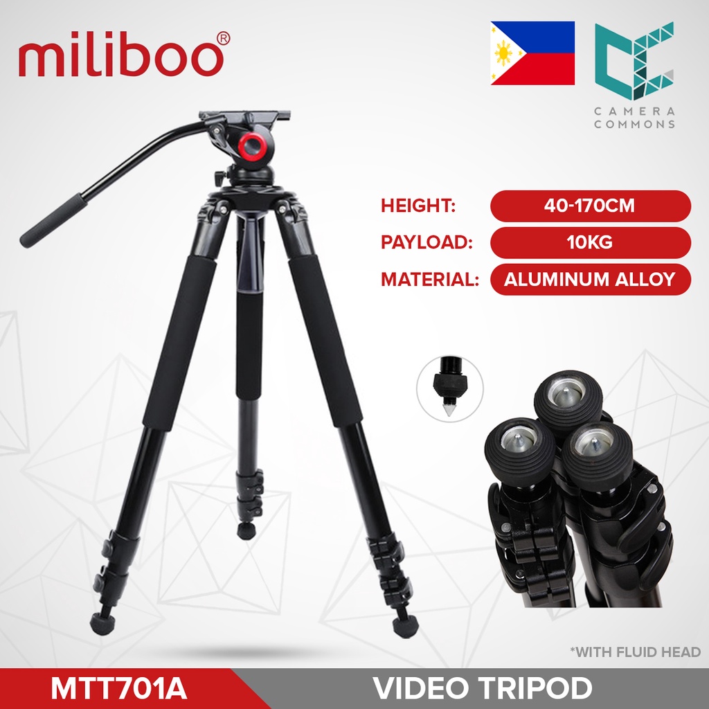 Miliboo MTT701A MTT701B Professional Aluminum Carbon Fiber Video Tripod ...