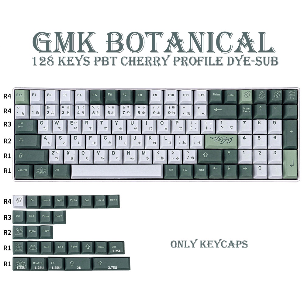 128 Keys GMK Botanical PBT Keycap Cherry Profile DYE-SUB Personalized ...