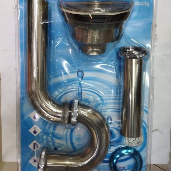 SUS304 Stainless Basket Strainer P-trap Set Sink Drain Waste Strainer ...