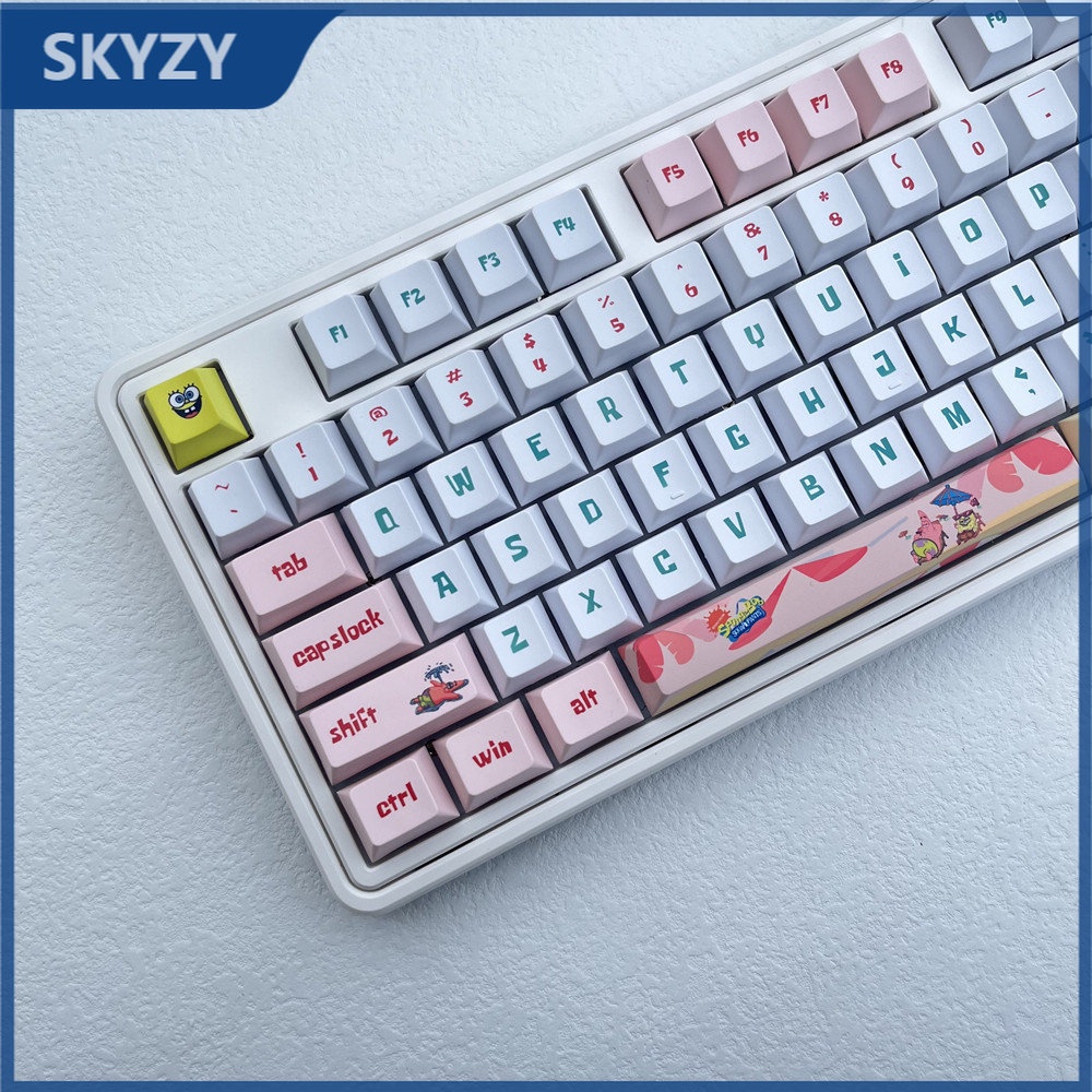 SpongeBob SquarePants Keycaps Cherry Profile cute Anime PBT Dye Sub ...