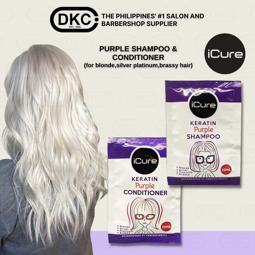 iCure Purple Shampoo and Conditioner 20mL Sachet For Blonde Bleached ...