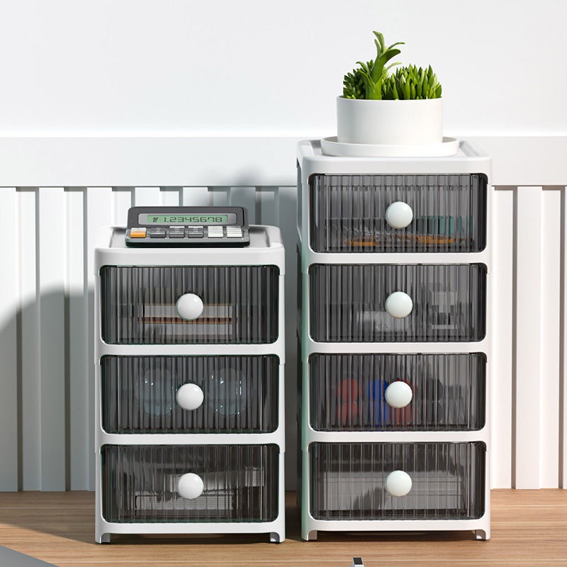 Office Desk Storage Box Transparent Small Drawer Storage Cabinet ...