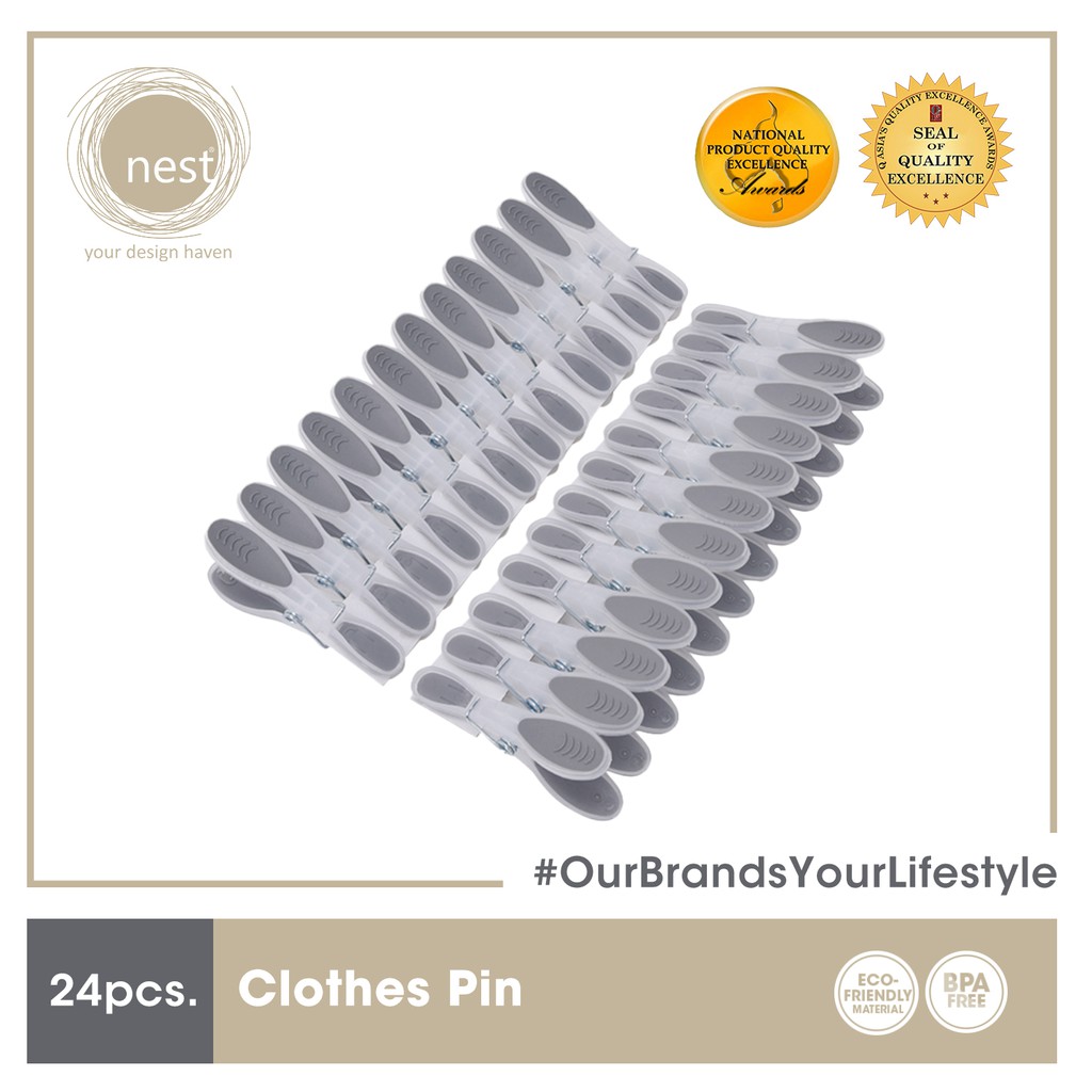 NEST DESIGN LAB Clothes Pin 24pcs Clothes Towel Clip Clothespin Clamps ...