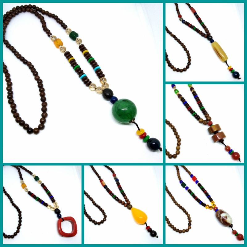 Wood and Acrylic Boho Long Necklace (bohemian/coachella/tribal/hawaiian ...