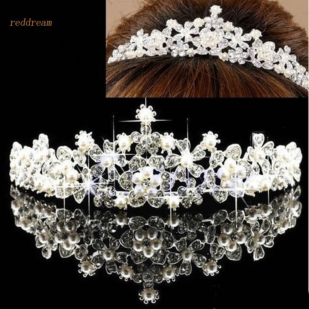 Redd Luxury Wedding Pageant Headpiece Bride Flower Prom Crystal Pearl
