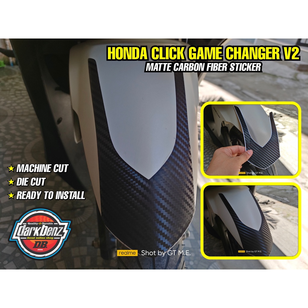 Honda Click Version 2 Black 3D Matte Carbon Fiber Sticker Decal ...