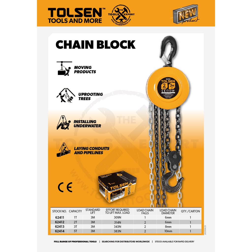 Tolsen Heavy Duty Chain Block [ONLINE EXCLUSIVE] (1T | 2T | 3T | 5T x 3 ...