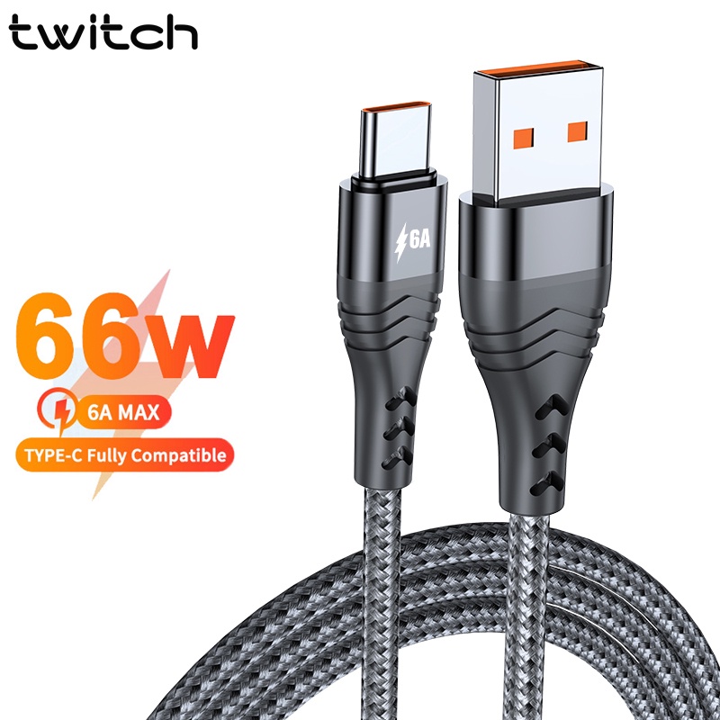 Twitch Type C USB Cable 6A 66W Fast Charging Phone Data Wire | Shopee ...