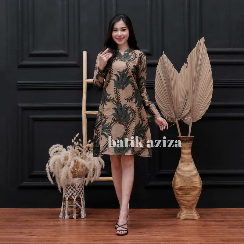 Batik Tunic Front Zipper Rubber Sleeve Chicken Motif by Batik Aziza ...