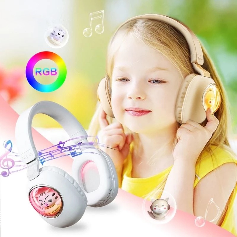 Cartoon Wireless Bluetooth Headset with MIC RGB Light Stereo Music ...