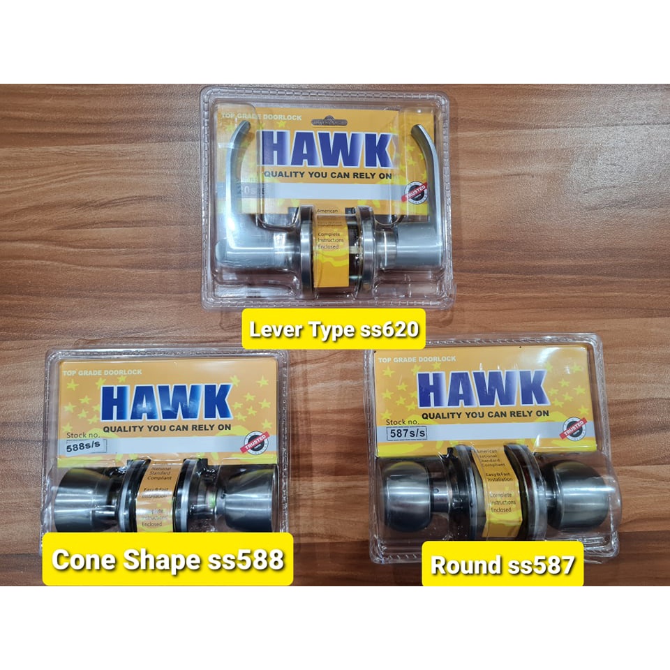 Door knob Stainless Steel Cone / Round / Lever Type Hawk Series Lockset ...