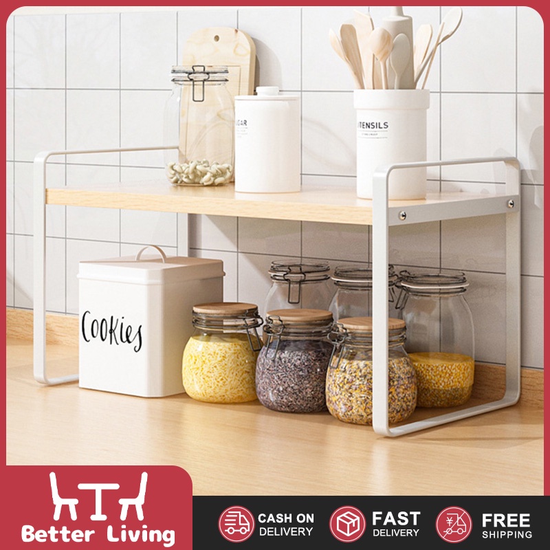 Modern minimalist wrought iron rack kitchen layered seasoning storage ...