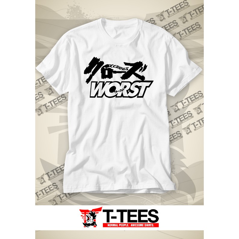 Crows x Worst Anime Manga T-Shirt (White shirt, Black text) | Shopee ...