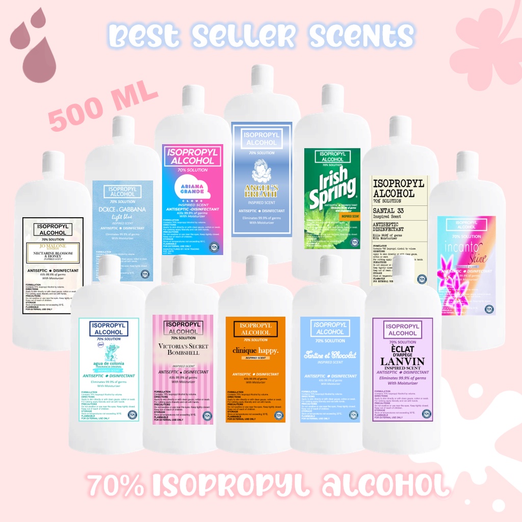 500ML 70% ISOPROPYL ALCOHOL 85 SCENTS SET 1 A-E | Shopee Philippines