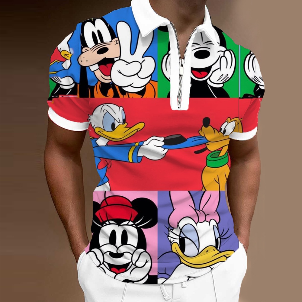 Summer Disney Cartoon Casual 3D Print Polo Shirt Men's Short Sleeve ...