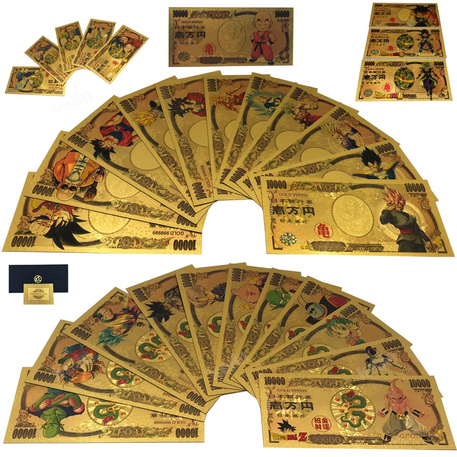 31 Designs HOT Japanese Anime Dragon Cartoon DBZ 10000 Yen Gold plastic ...