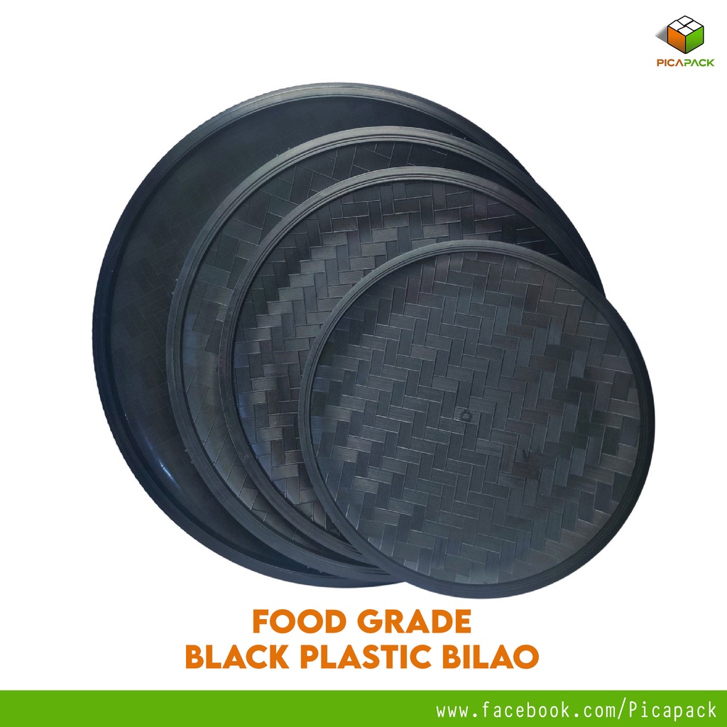 10" 12" 14" Food Grade Black Plastic Bilao Reusable Round Bilao made of ...