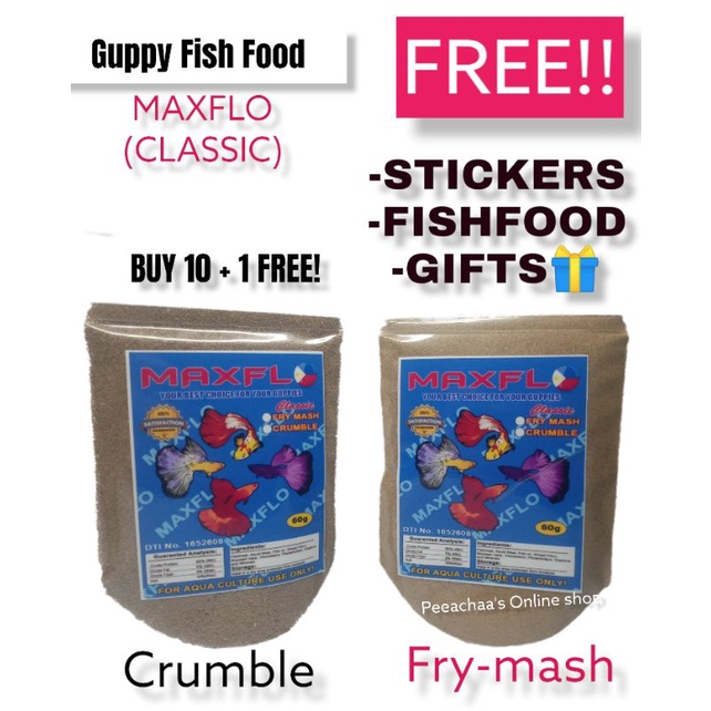 Maxflo guppy classic fish foods feeds BUY 10 GET 1 FREE and probiotic ...