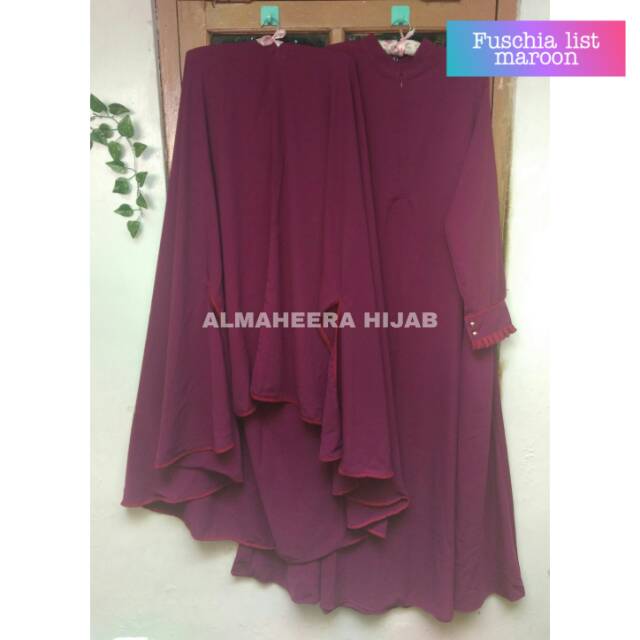 Fuschia list maroon/Gamis Syari set Free Veil Bandana Bangs/Gamis ...