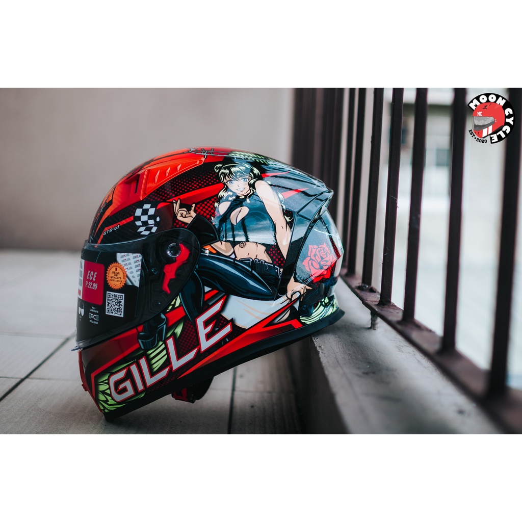 Gille GTS V1 (Barb) Full Face Dual Visor Helmet / Mooncycle Motoshop ...