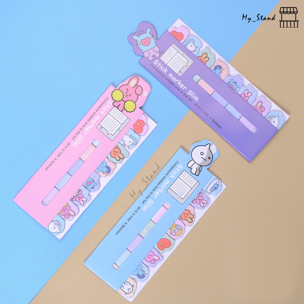 Sticky Notes Strip Slim BT21 Boy Band Korea Post Bookmark Army Bangtan ...