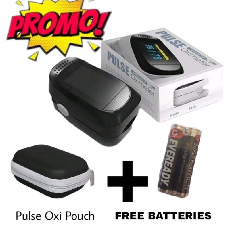Fingertip Pulse Oximeter BLACK (with FREE 2 AAA BATTERIES and Pouch) | Shopee Philippines