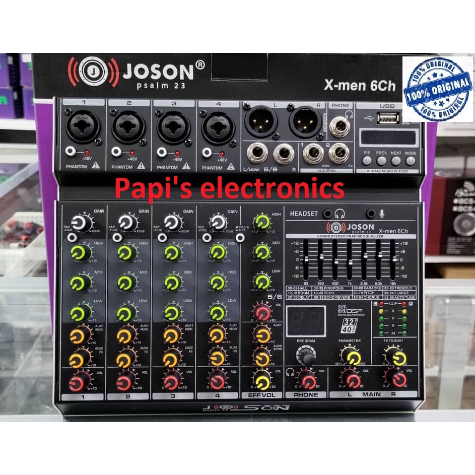 Joson X-men 6 Channel (Professional Mixer with Sound Card) | Shopee ...