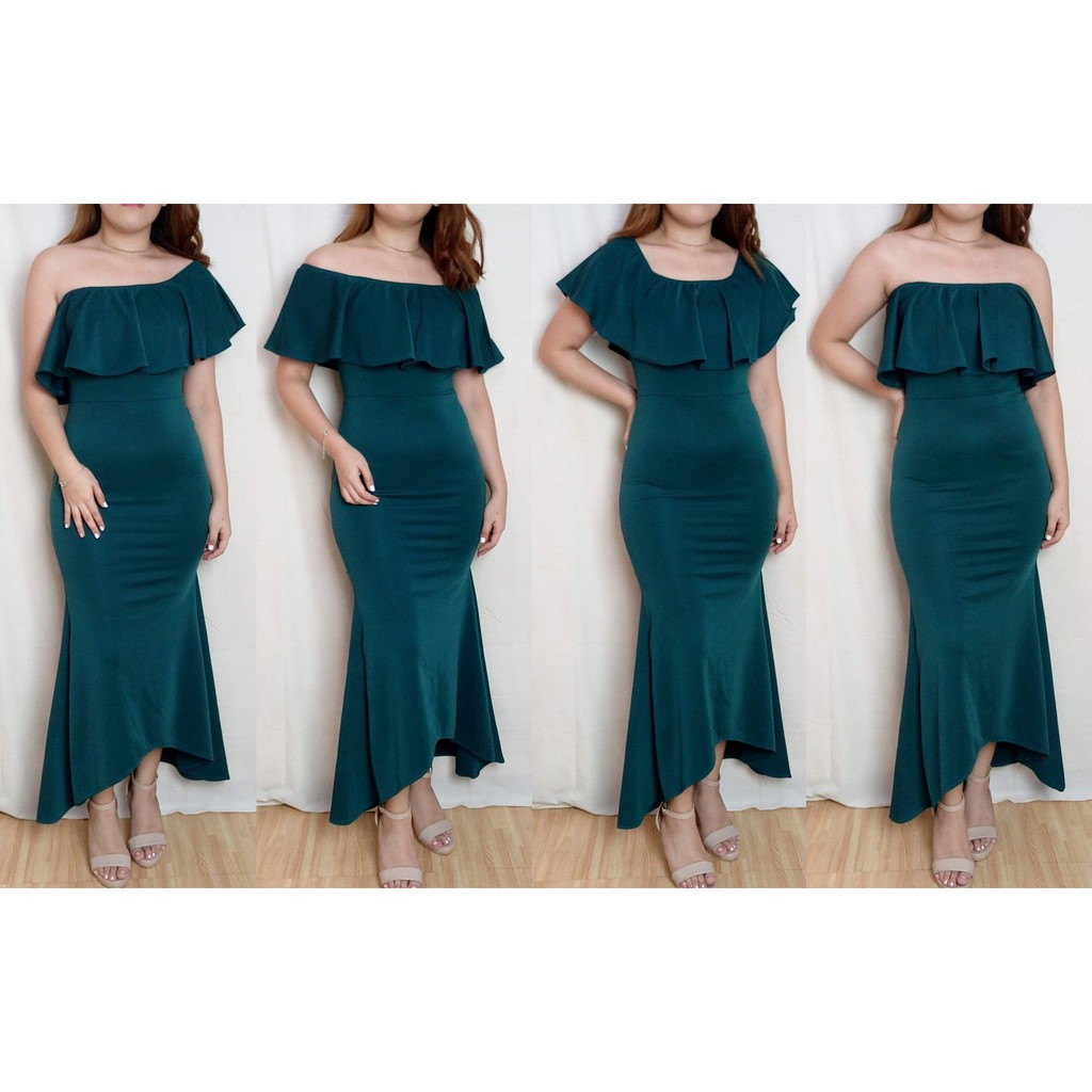 Small To Med 4 Way Bridesmaid Dress Mermaid Off Shoulder Neoprene