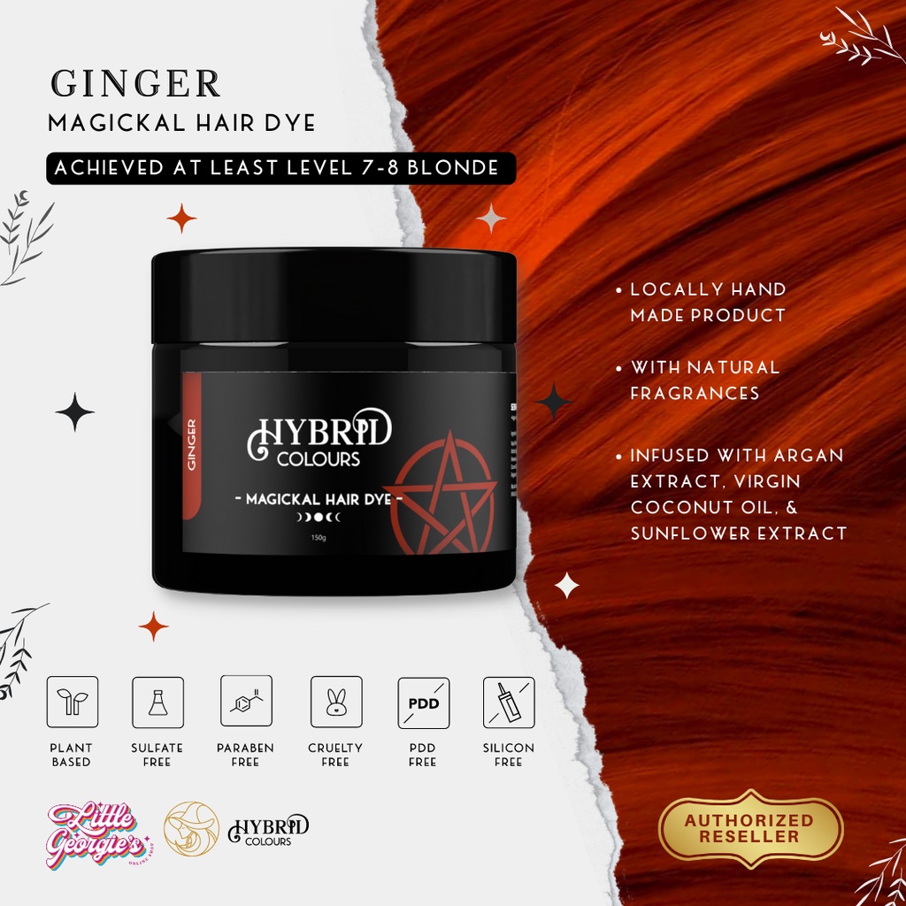 Hybrid Colours Magickal Hair Dye 150g - GINGER [Dark Orange, Organic ...