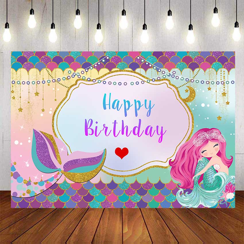 Little Mermaid Princess Birthday Backdrop For Photography Baby Shower ...