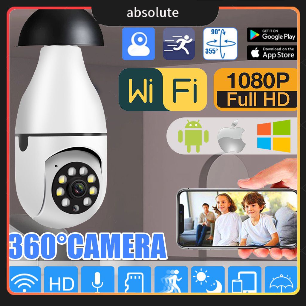 E27 Wireless Wifi Cctv Camera 1080p Full Hd Ptz Camera 360°rotate ...