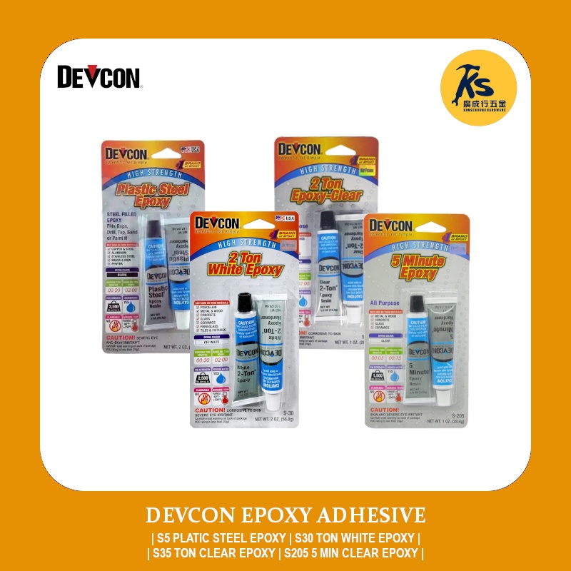DEVCON Epoxy Adhesive ( S5 PLATIC STEEL EPOXY S30 TON WHITE EPOXY S35 ...
