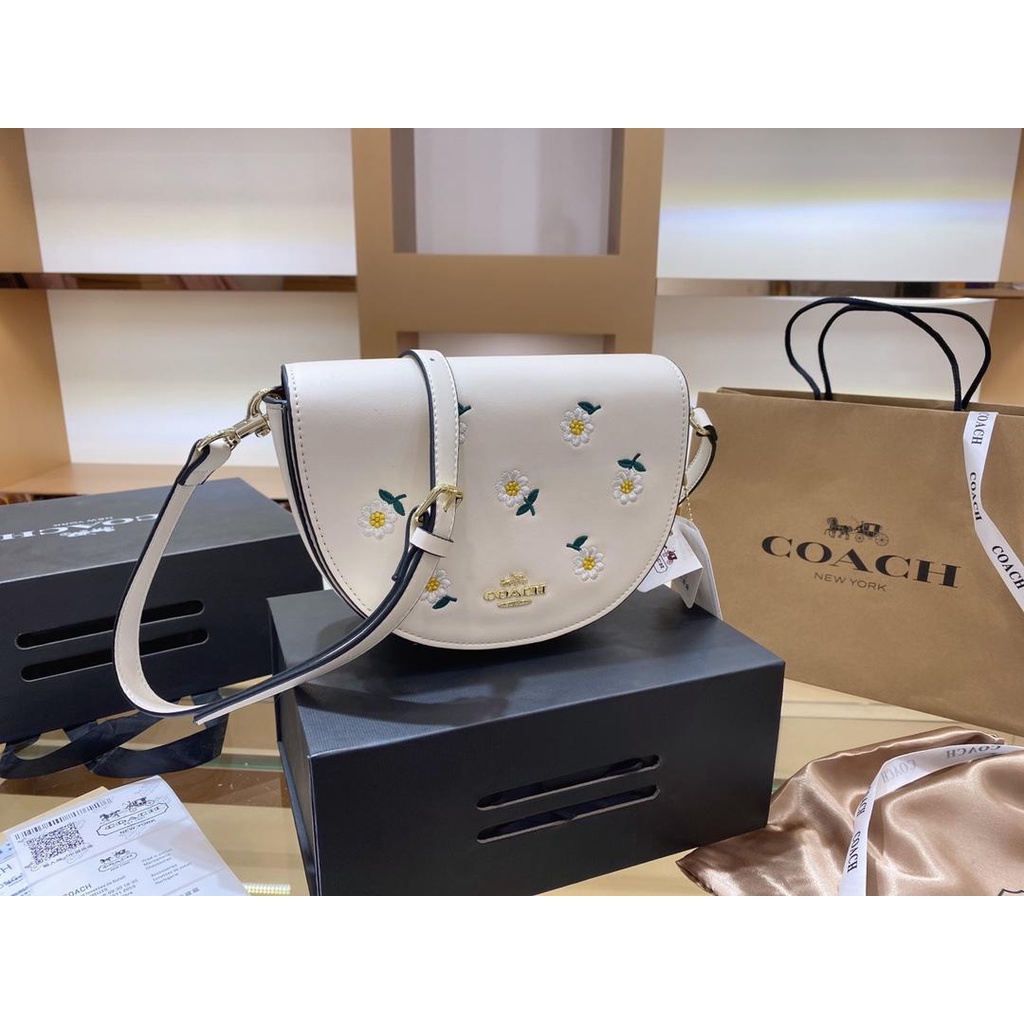 Coach Coach new small daisy embroidery saddle bag Purses For Women ...