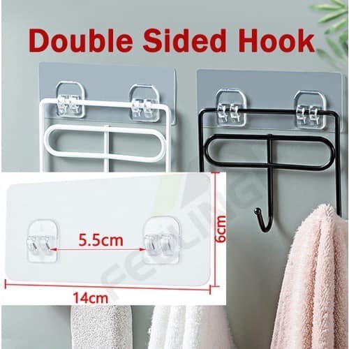 Double Sided Wall Hooks,Self-adhesive Hanger Hook Organizer,Plastic ...