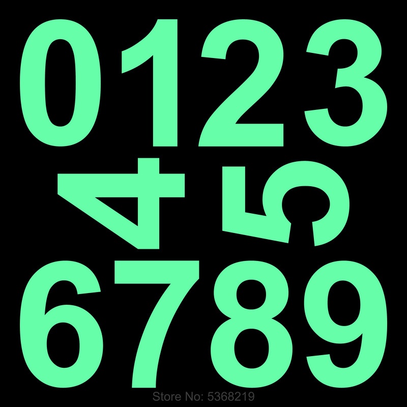 Glow Number Stickers Tag Self-adhesive Numeral Door Plaque House Drawer ...