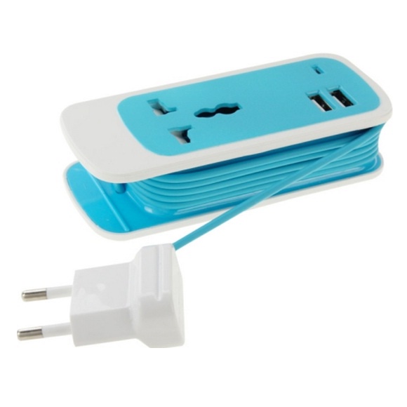 Universal 1-hole Power Plug Roll Cable plus 2-Port USB Socket Roll ...