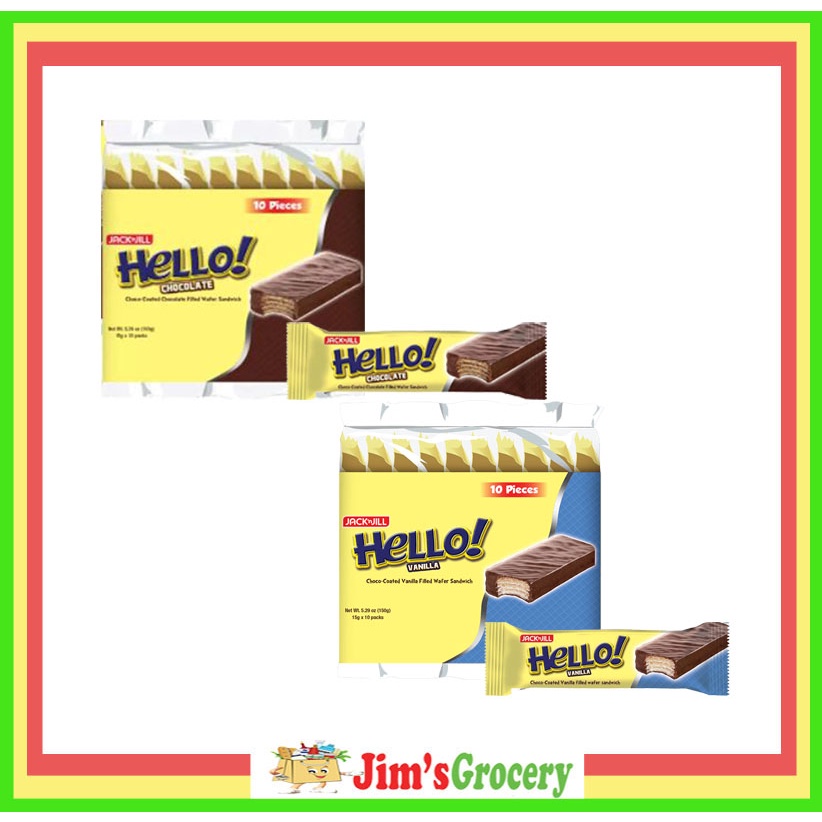 JIMS HELLO COATED VANILLA CHOCOLATE / CHOCO COATED WAFER SANDWICH 10 ...