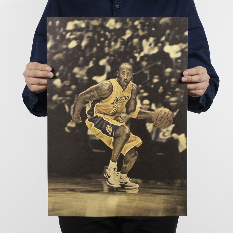 NBA star poster Kobe Bryant basketball retro kraft paper poster ...