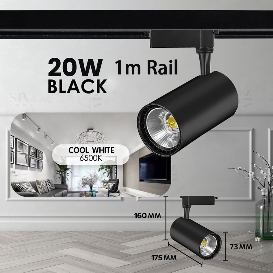 Siv 20W Track Light Set 4 Tracking Lights + 1 Track Spotlight Rail Led ...
