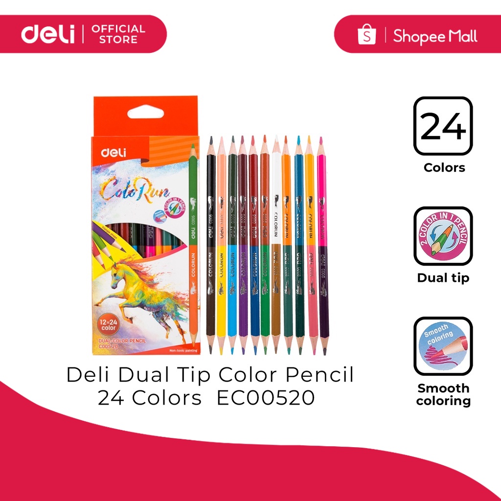 Deli EC00520 - Dual Tip Color Pencil 24 Colors (1SET) [7533C00520 ...