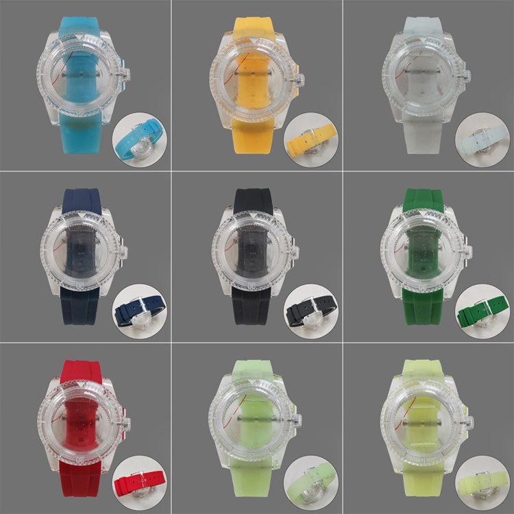 40MM Plastic Transparent Watch Case Rubber Strap Acrylic Watch Cover ...