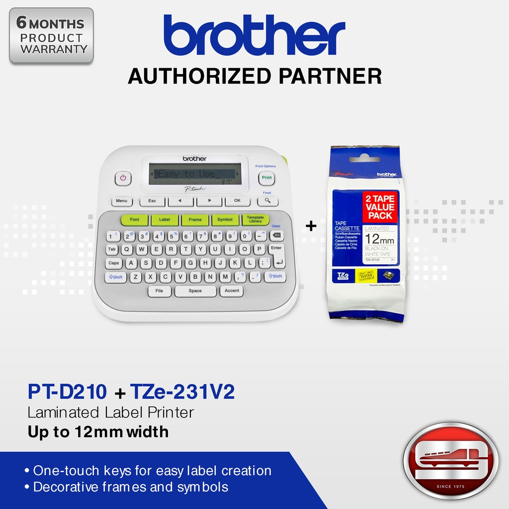 Brother Label Printer PT-D210 + TZE-231V2 | Shopee Philippines