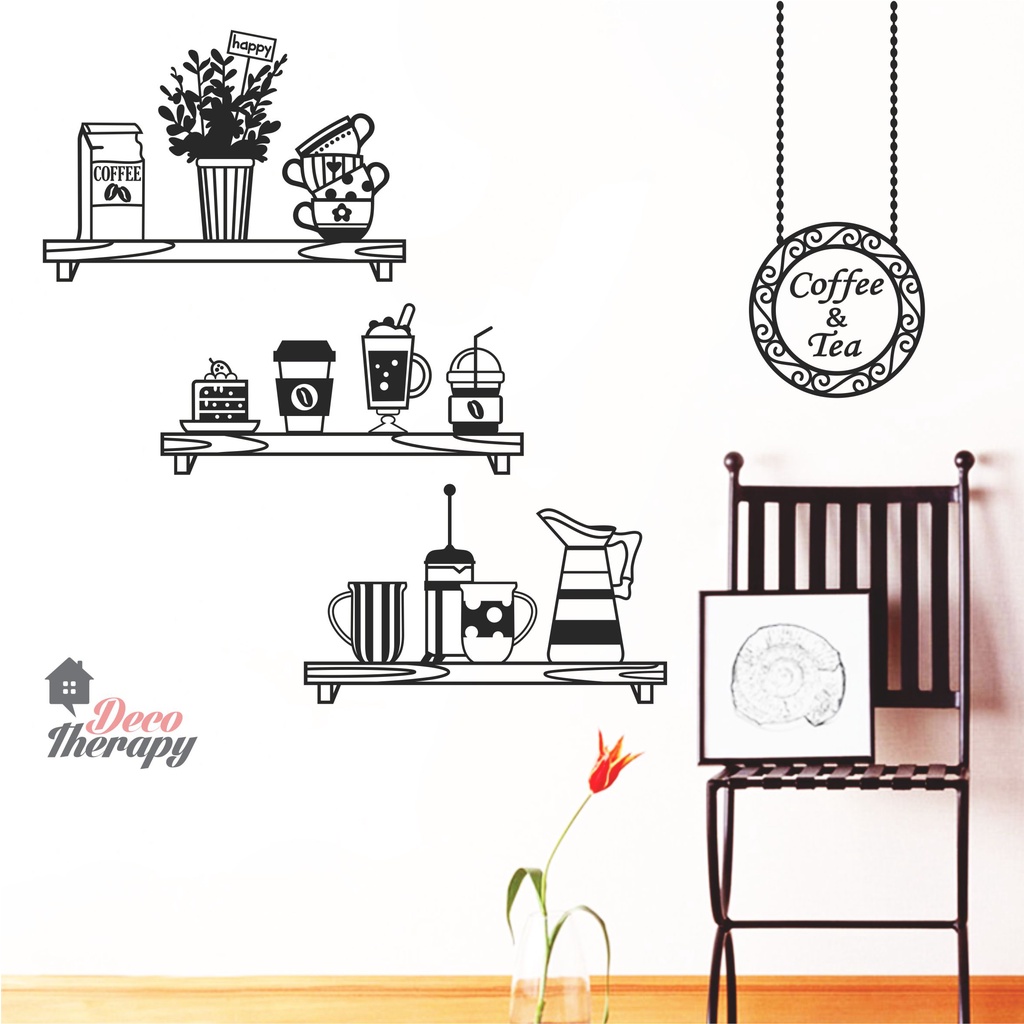 Coffee Cafe Shop Window Creative Design Wall Sticker Decotherapy ...