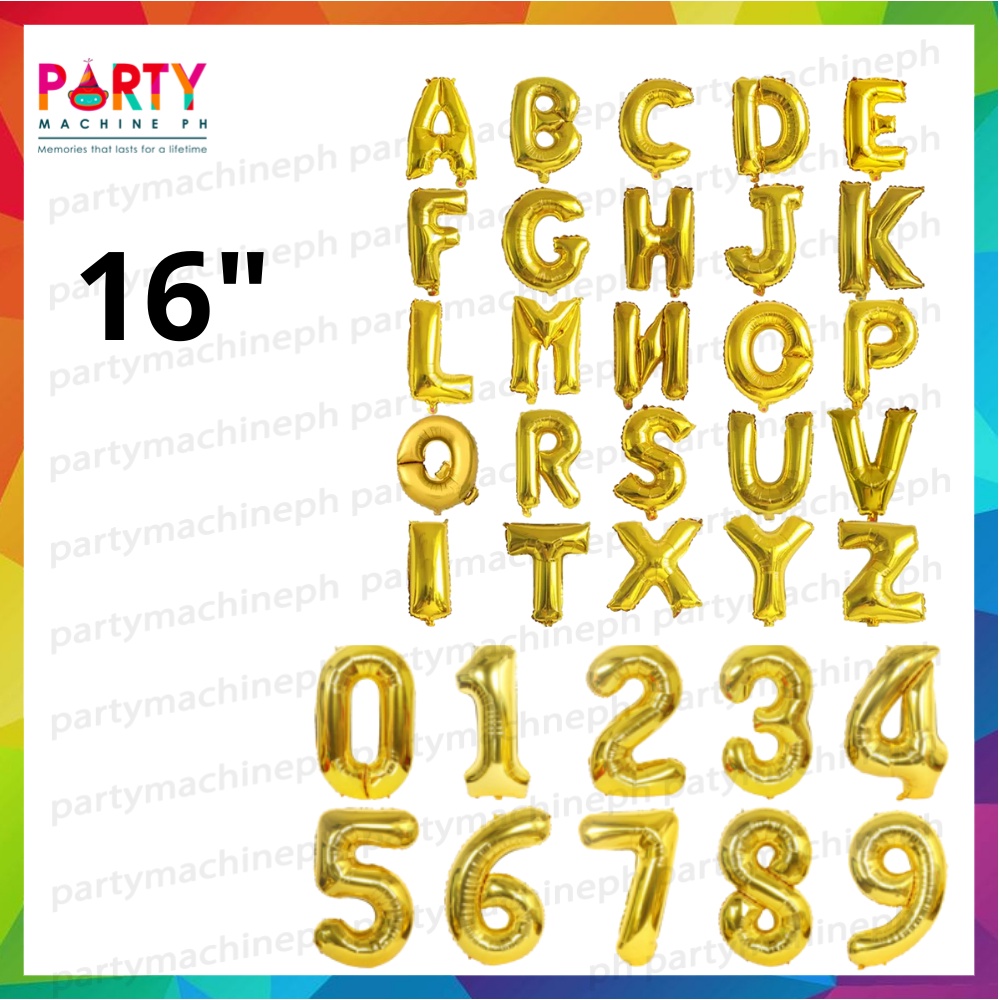 16" gold letter foil balloons / 16" gold number foil balloons / gold ...