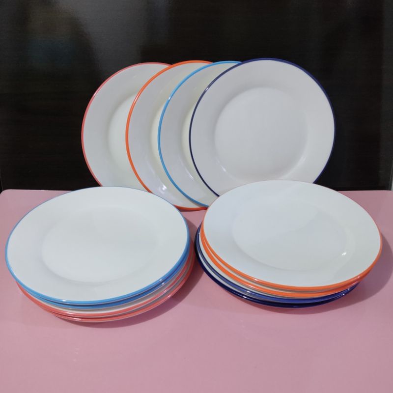 3pcs 21cm Porcelain Dinner Plate Bonded Color High Quality Porcelain ...
